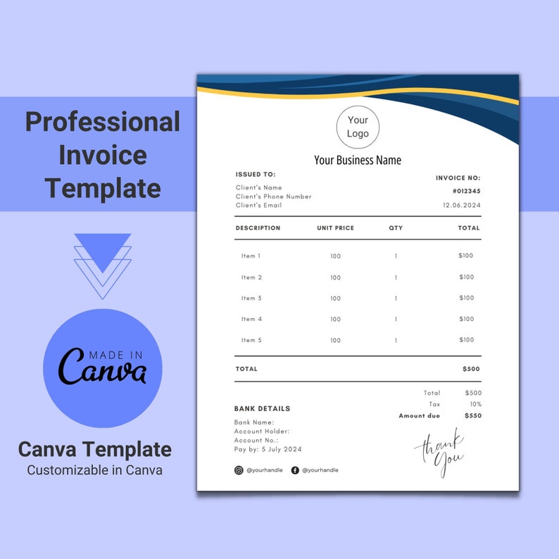 Simple Business Invoice Template, Printable Small Business Invoice ...