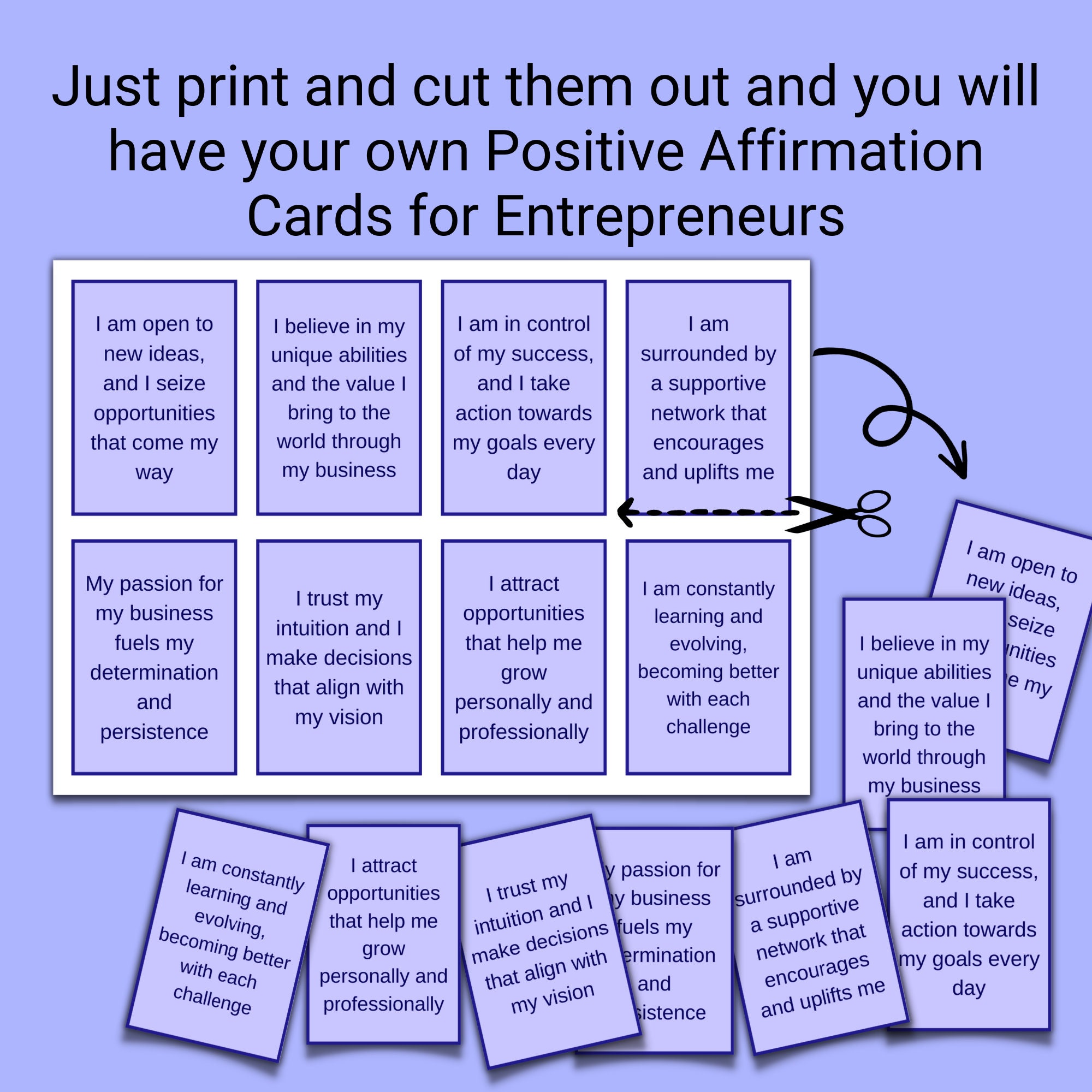 50 Printable Positive Affirmation Cards for Entrepreneurs, Self ...