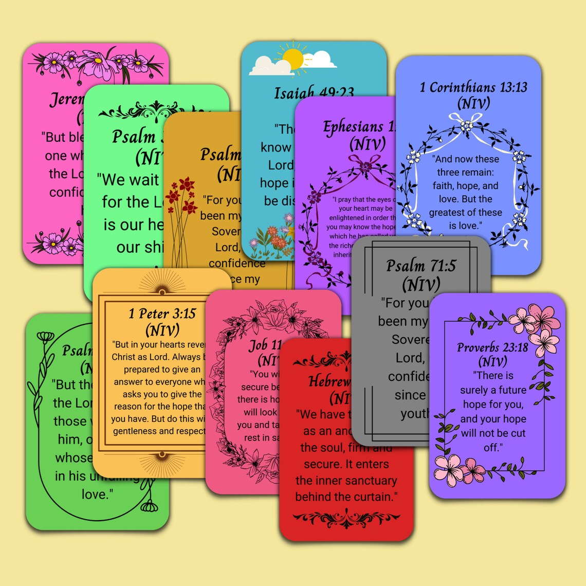 Printable Hope Bible Verse Cards, Bible Study Tools, Memory Verse Flash ...