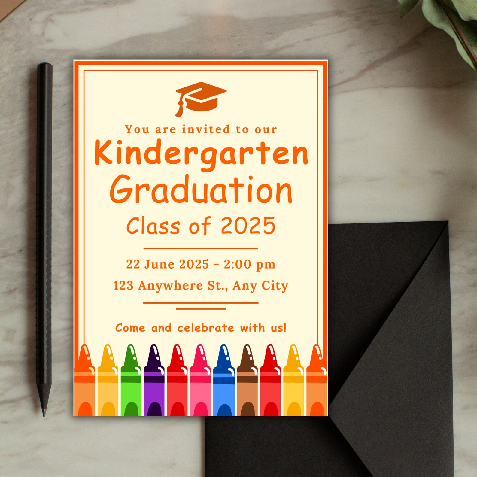 Editable Kindergarten Graduation Party Invitation Canva Template, Grad ...