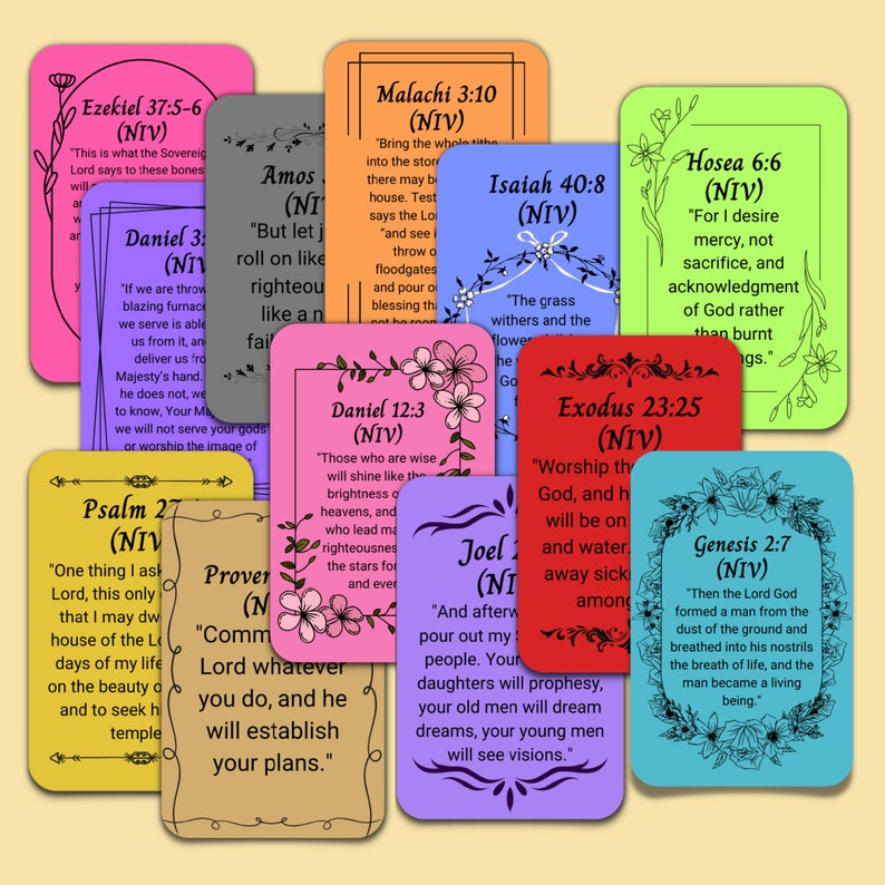 50 Printable Old Testament Bible Verse Cards, Bible Study Tools, Memory ...
