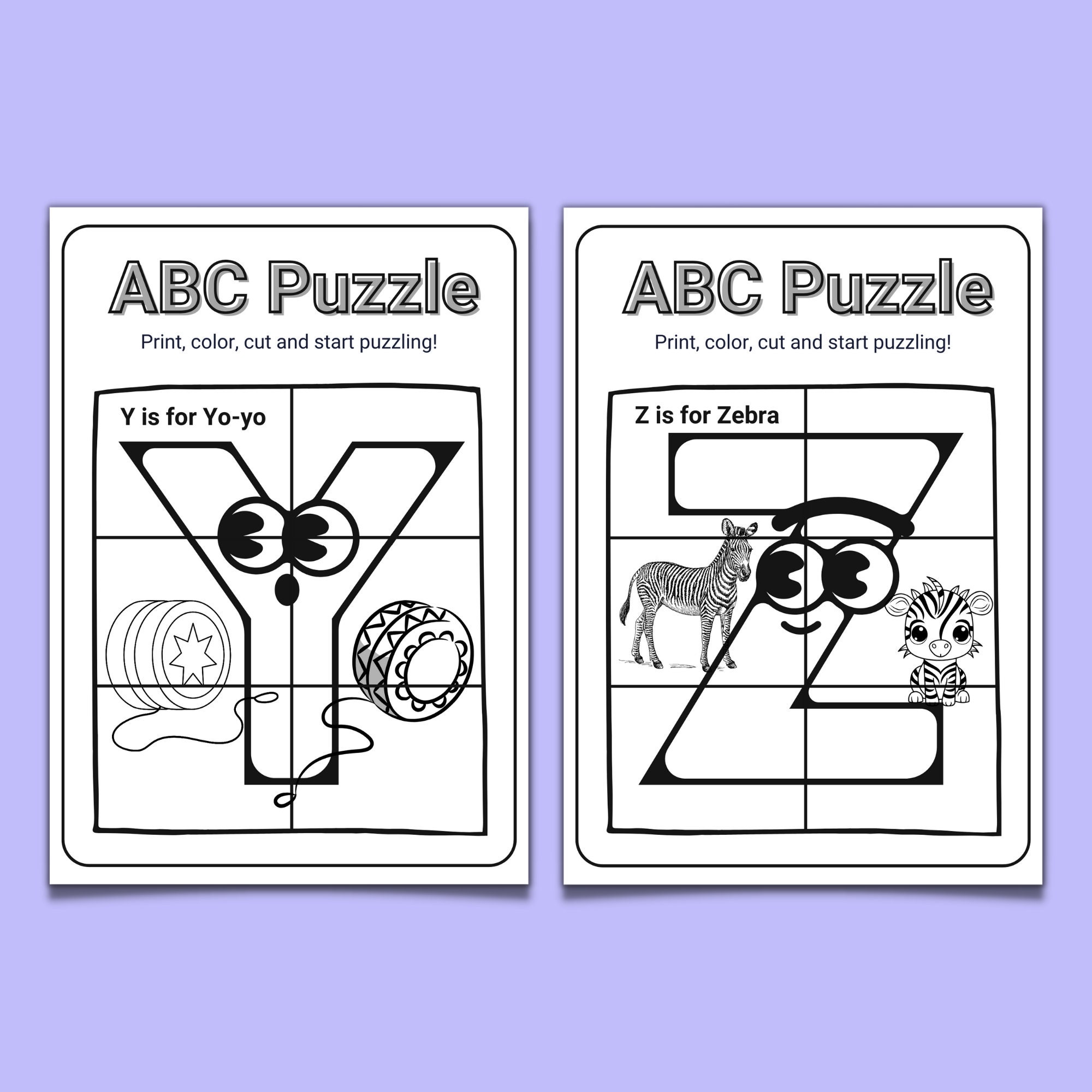 Printable Alphabet Coloring Puzzle Worksheets, Preschool Printables for ...