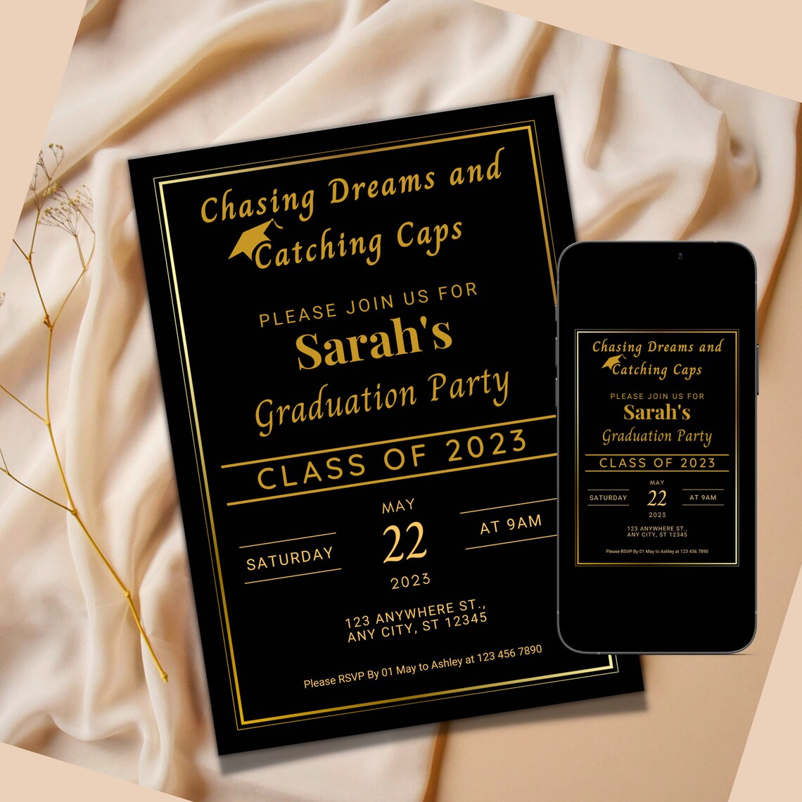 Editable Graduation Party Invitation Canva Template, Grad Party Invite ...