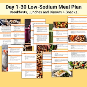 Printable 30-day Low-sodium Meal Plan & Grocery List, Digital Healthy ...