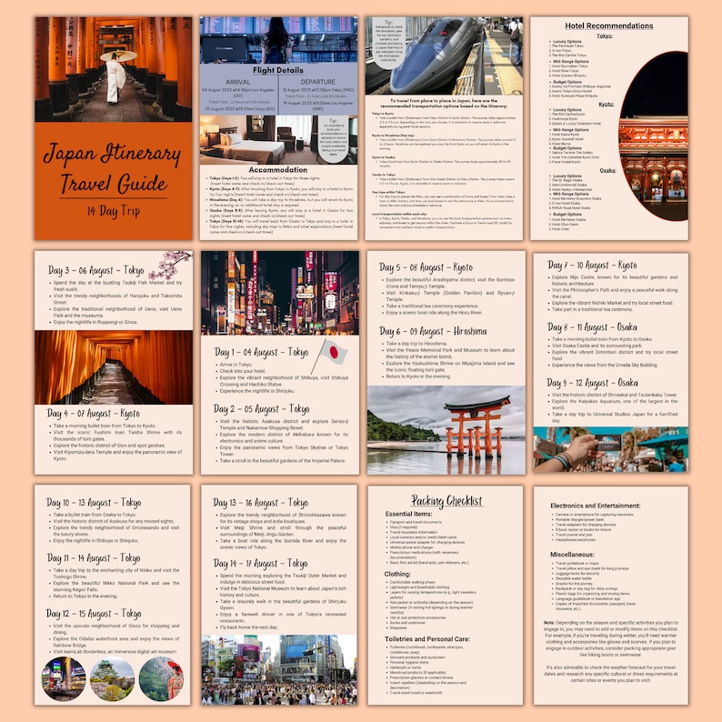 Japan Travel Itinerary, Travel Planner Canva Template, Travel Gift ...