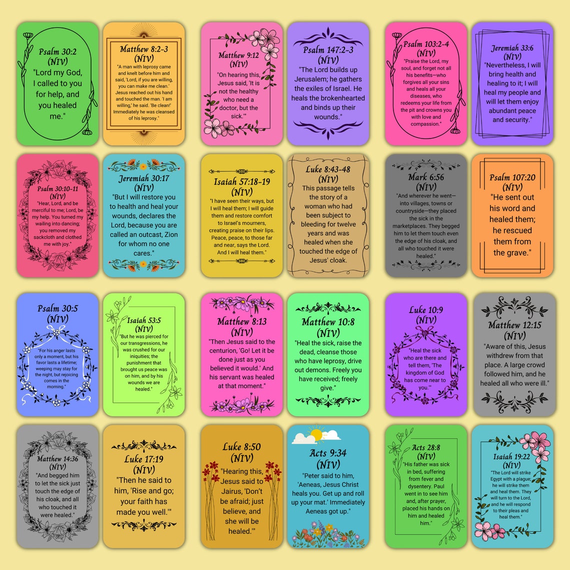 Printable Healing Bible Verse Cards, Bible Study Tools, Memory Verse ...