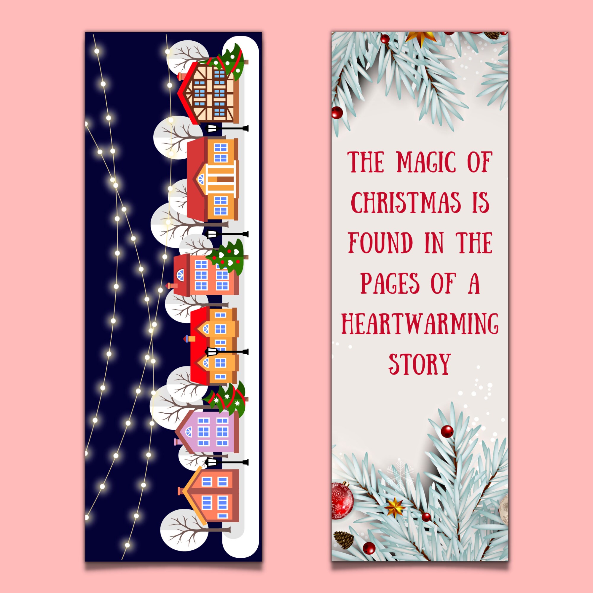 Printable Christmas Bookmark Set, Christmas Bookish Bookmarks, Gift for ...