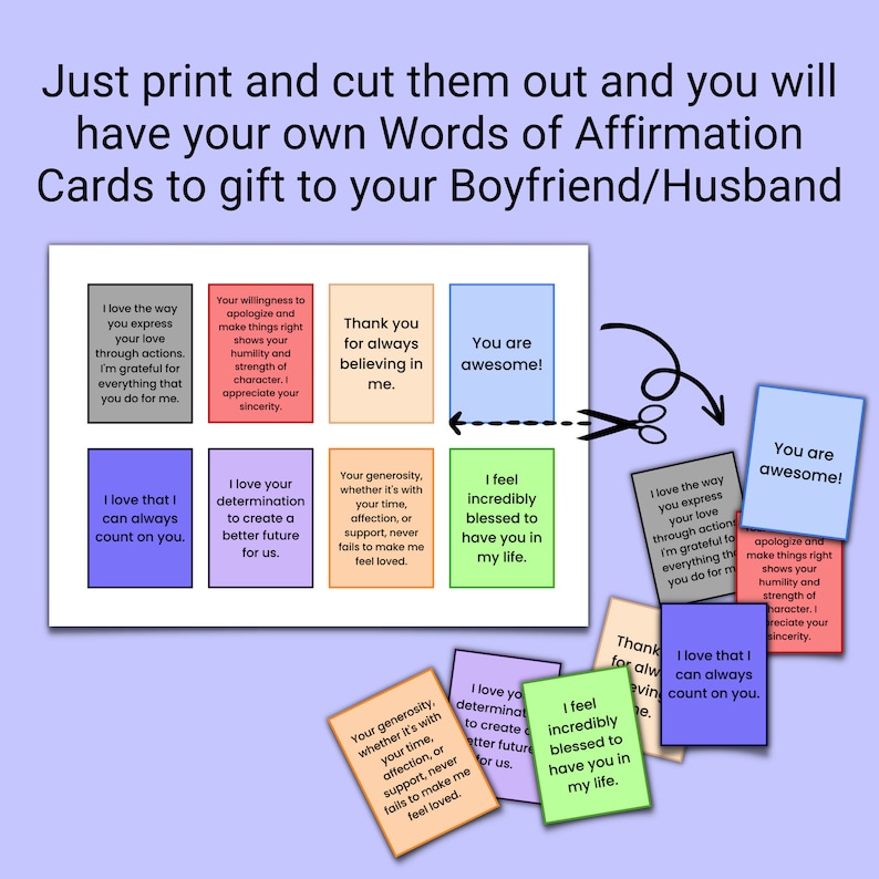 40 Printable Words of Affirmation Cards for Boyfriend/husband, Love ...
