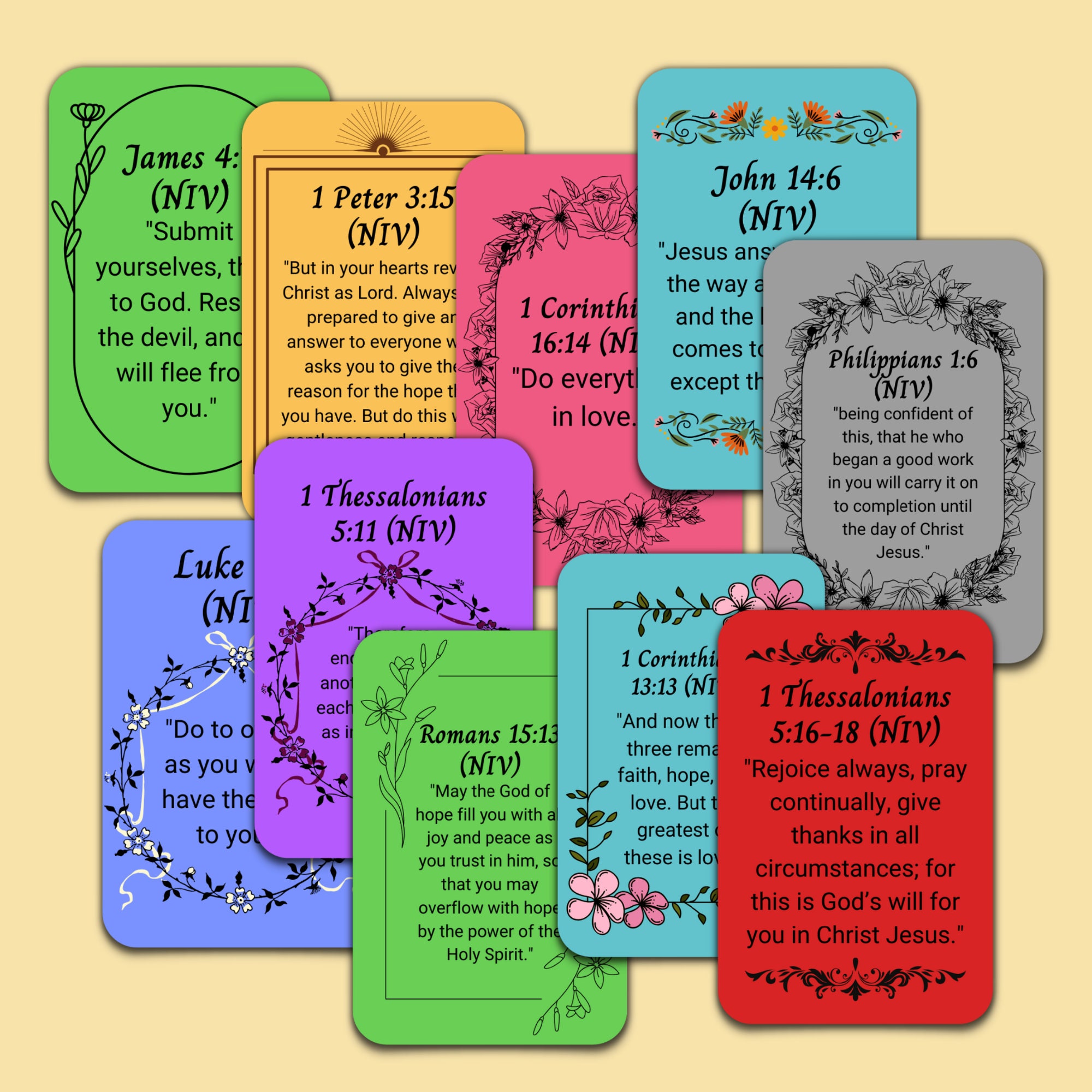 50 Printable New Testament Bible Verse Cards, Bible Study Tools, Memory ...