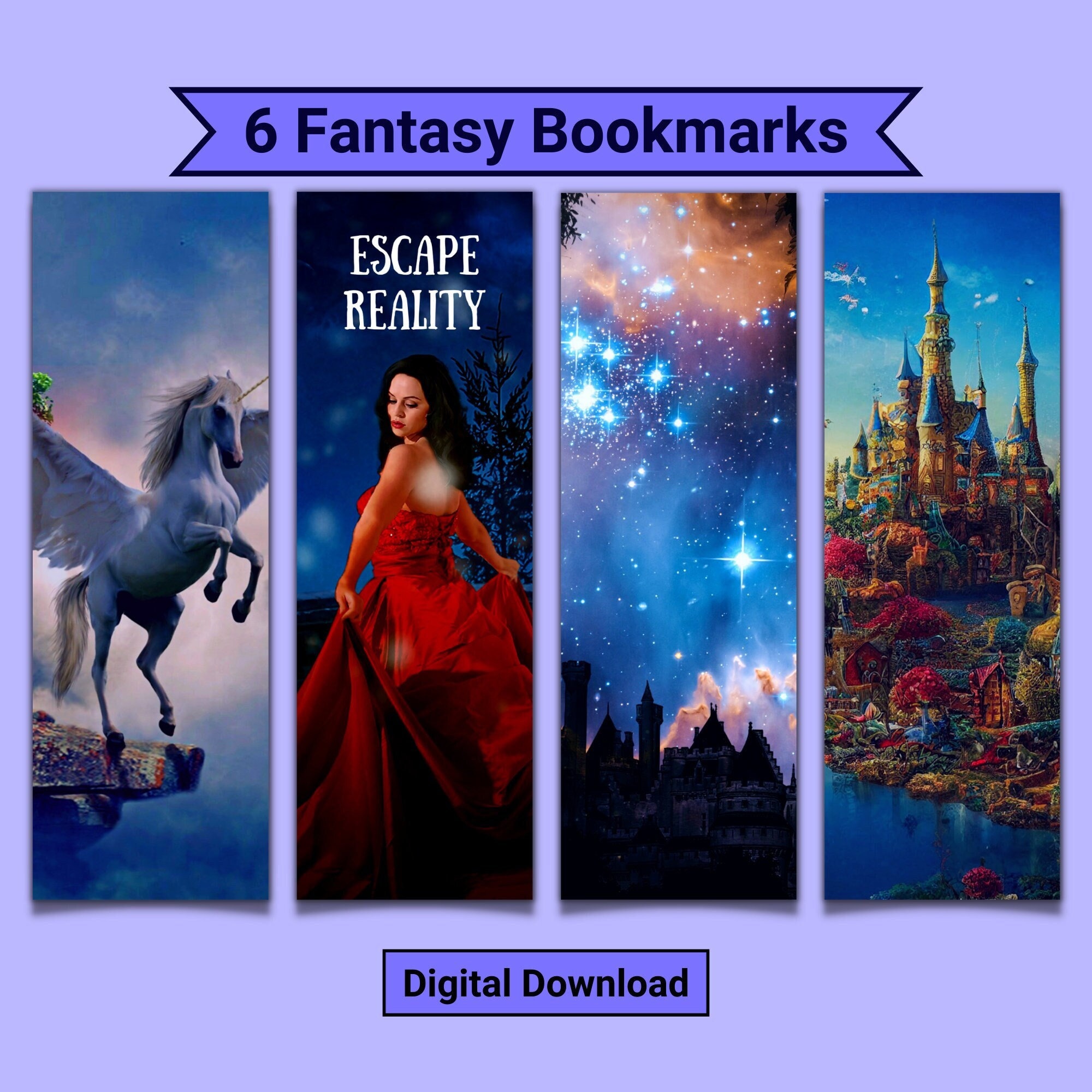 Printable Aesthetic Fantasy Bookmarks, Bookish Bookmarks, Gift for Book ...