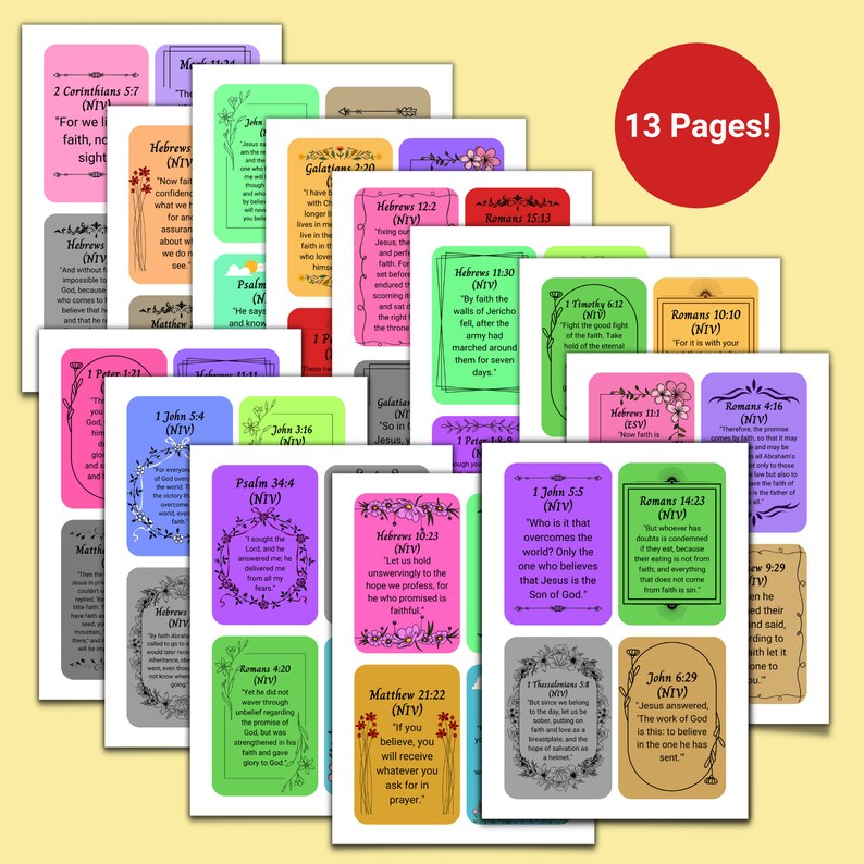Printable Bible Verse Cards About Faith, Bible Study Tools, Memory ...