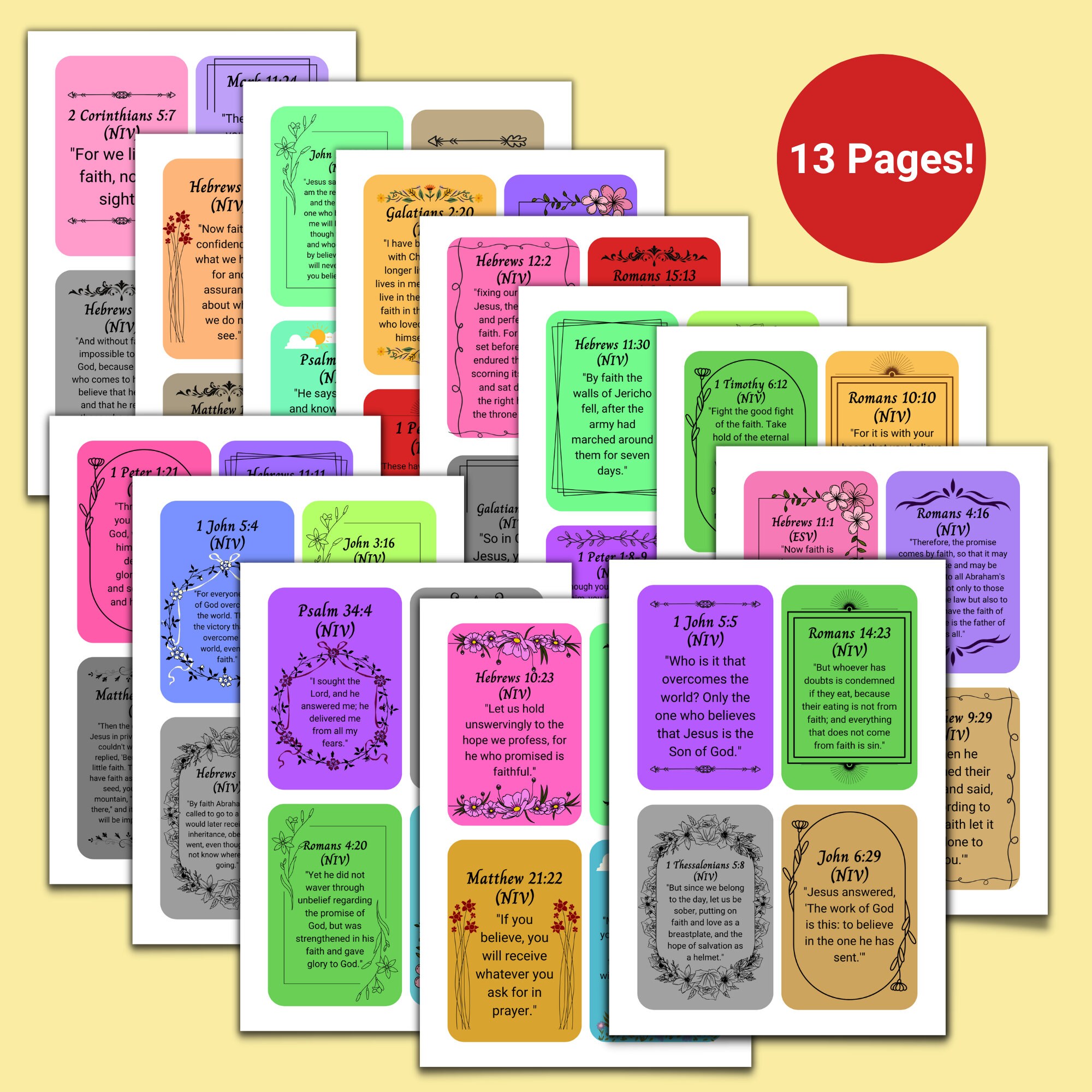 Printable Bible Verse Cards About Faith, Bible Study Tools, Memory ...