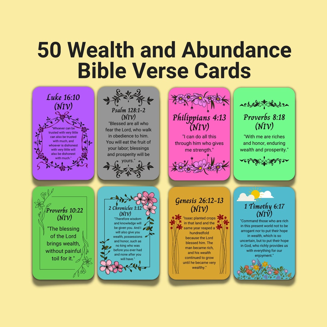 Printable Wealth and Abundance Bible Verse Cards, Bible Study Tools ...