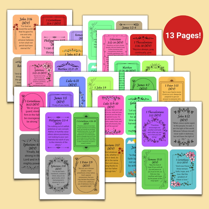 50 Printable New Testament Bible Verse Cards, Bible Study Tools, Memory ...
