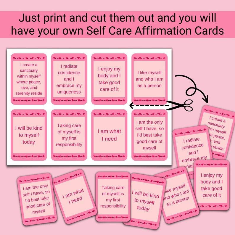 40 Printable Self-care Affirmation Cards for Women, Positive Daily ...