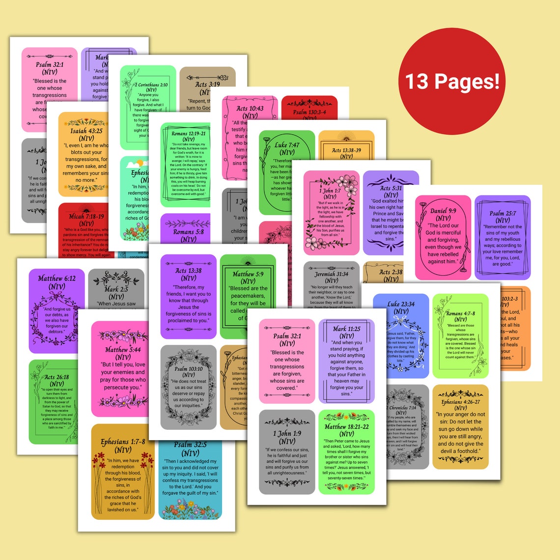 Printable Forgiveness Bible Verse Cards, Bible Study Tools, Memory ...