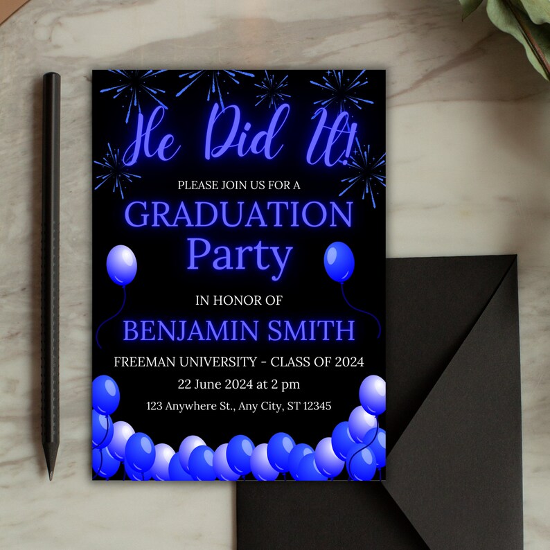 Editable Graduation Ceremony Invitation Canva Template, Grad Party ...