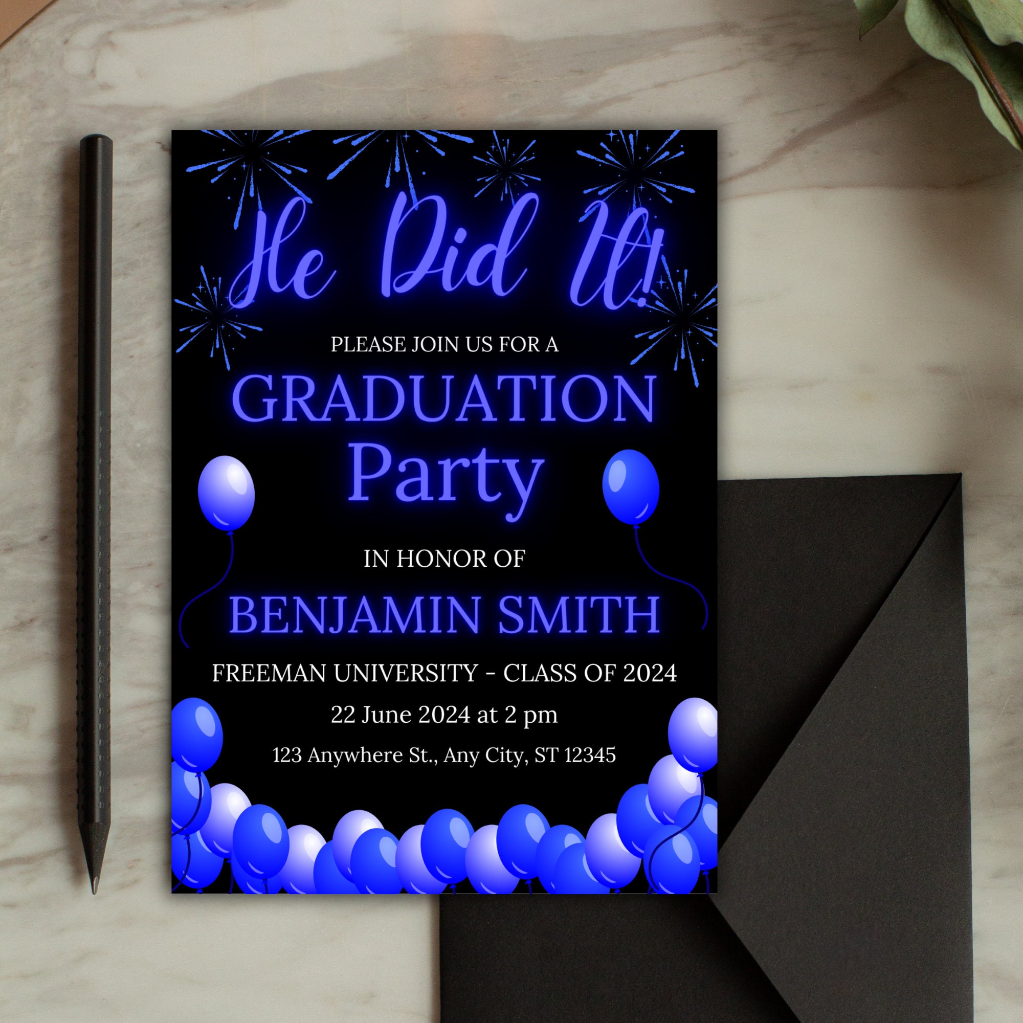 Editable Graduation Ceremony Invitation Canva Template, Grad Party ...