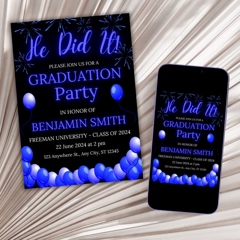 Editable Graduation Ceremony Invitation Canva Template, Grad Party ...