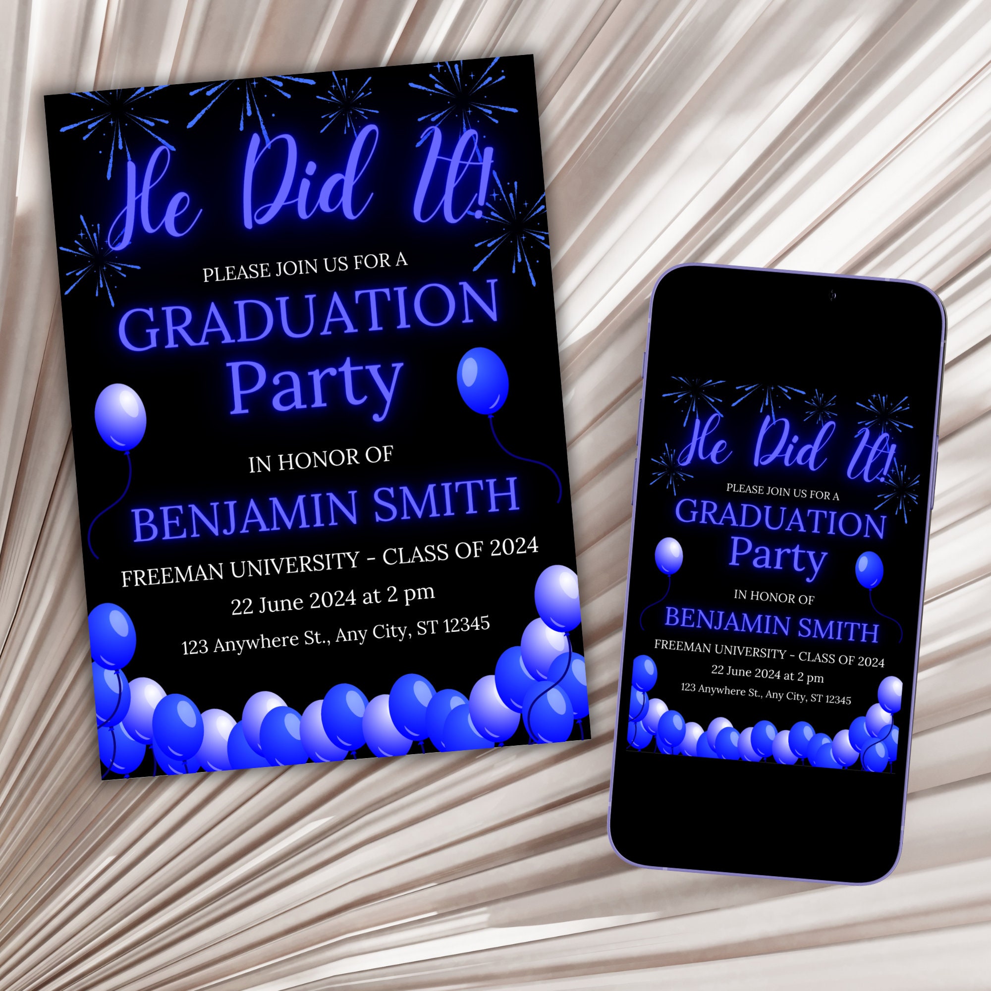 Editable Graduation Ceremony Invitation Canva Template, Grad Party ...
