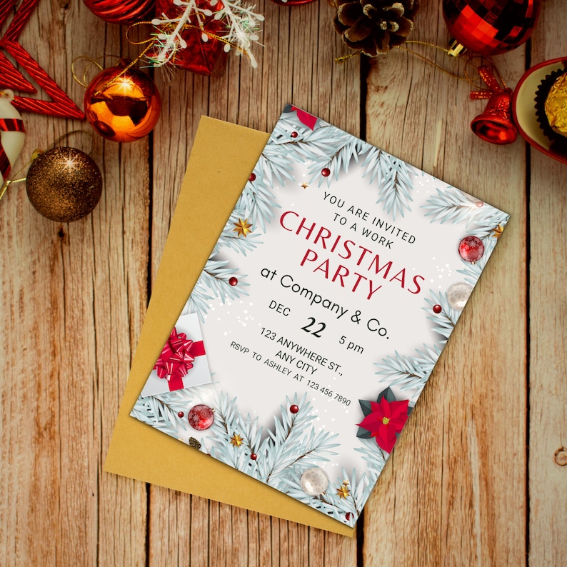 Work Christmas Party Invitation Template: Editable Holiday Evite (canva ...