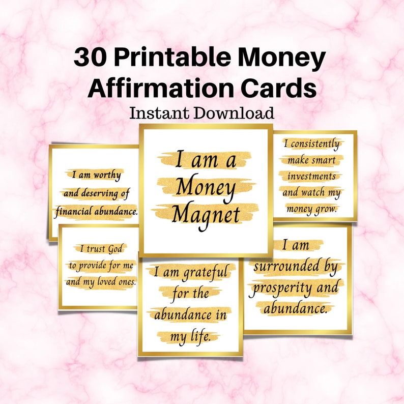 30 Printable Money Affirmation Cards, Financial Abundance & Wealth ...