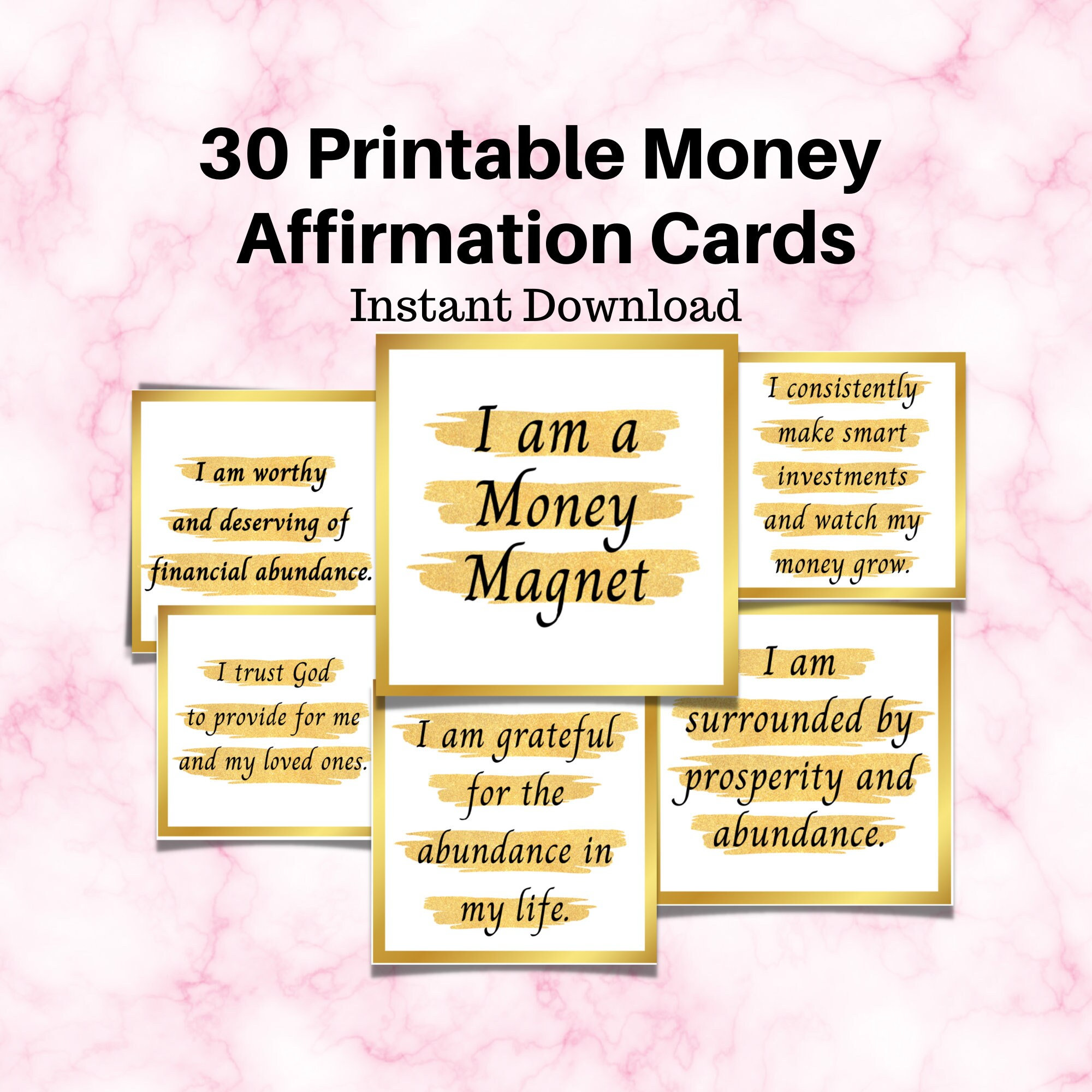 30 Printable Money Affirmation Cards, Financial Abundance & Wealth ...