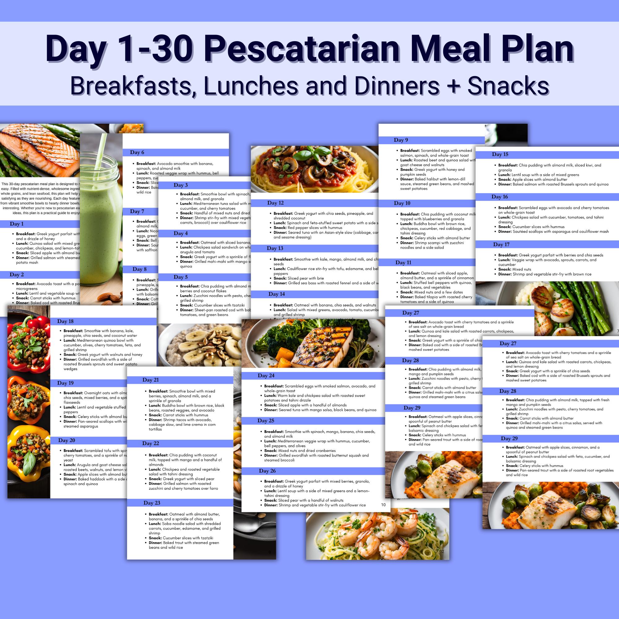 Printable 30-day Pescatarian Meal Plan: Healthy Seafood Recipes and ...