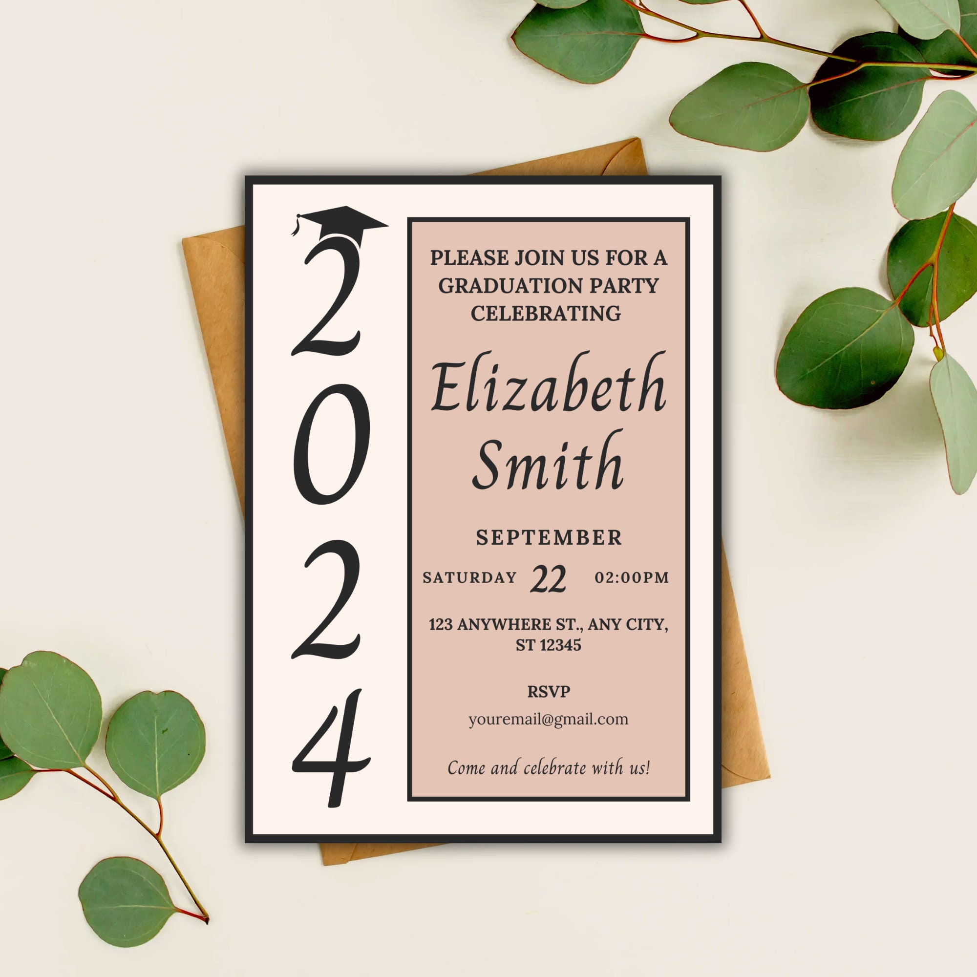 Editable Graduation Ceremony Invitation Canva Template, Grad Party ...