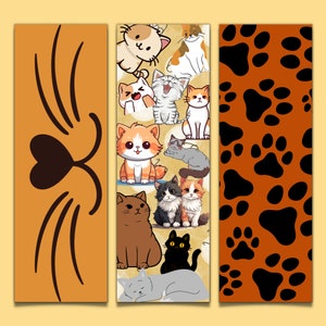 Cute Printable Cat Bookmarks, Bookish Cat Bookmarks, Gift for Book ...