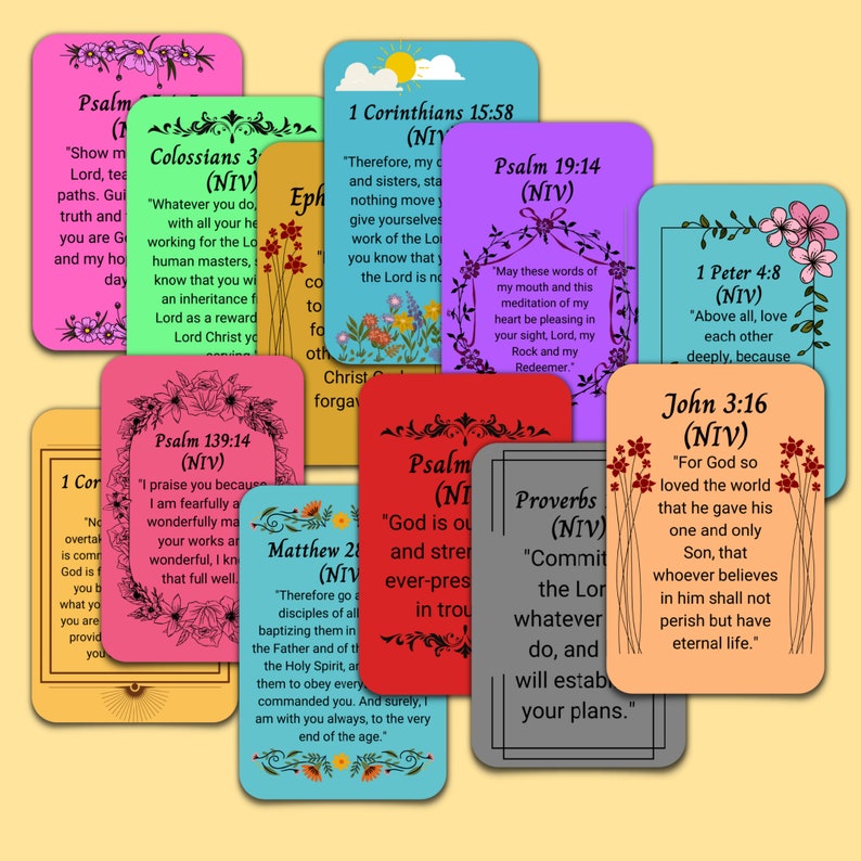50 Printable Bible Verse Cards for New Believers, Bible Study Tools ...