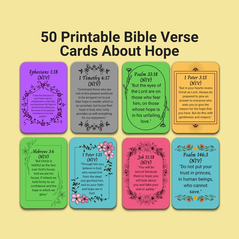 Printable Hope Bible Verse Cards, Bible Study Tools, Memory Verse Flash ...