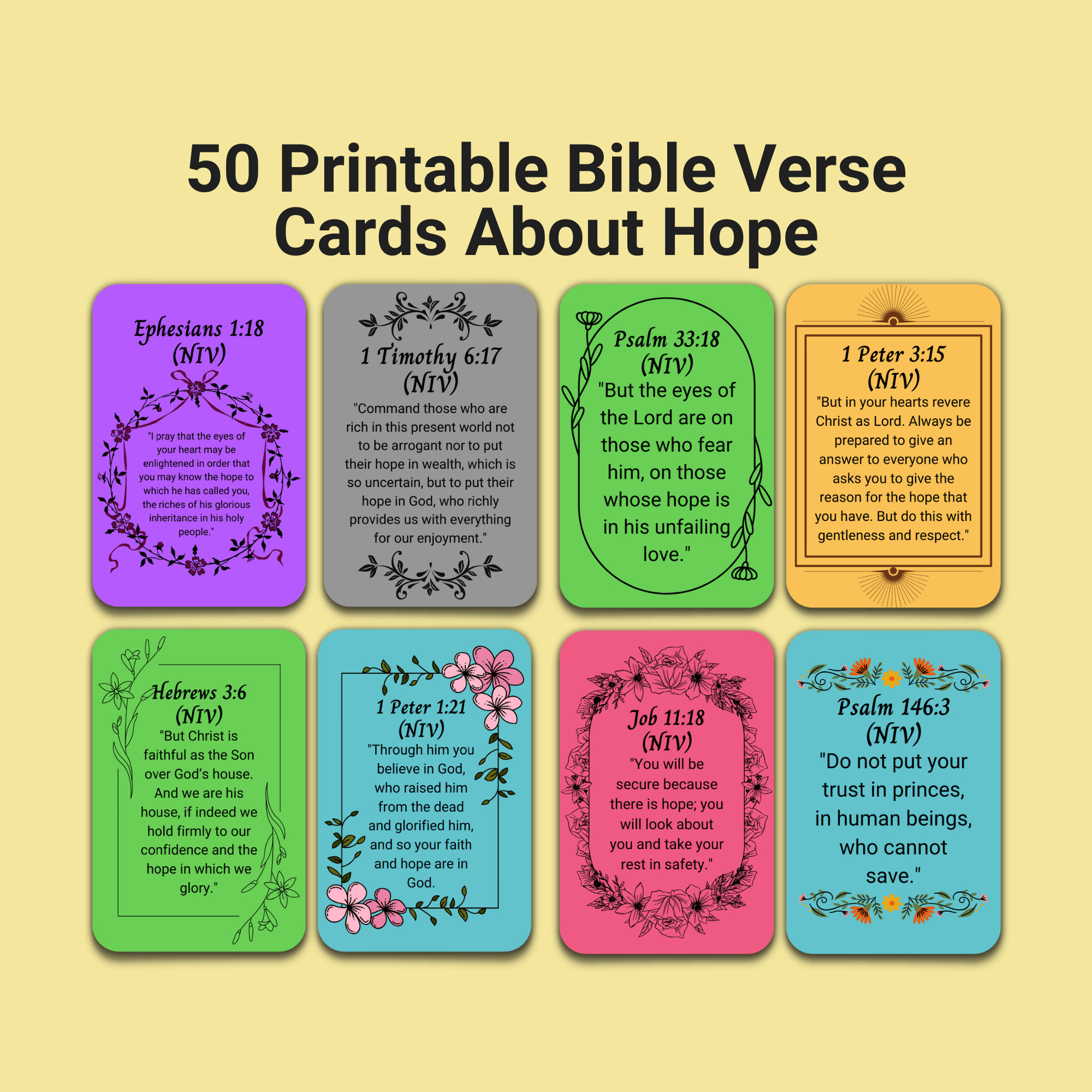 Printable Hope Bible Verse Cards, Bible Study Tools, Memory Verse Flash ...