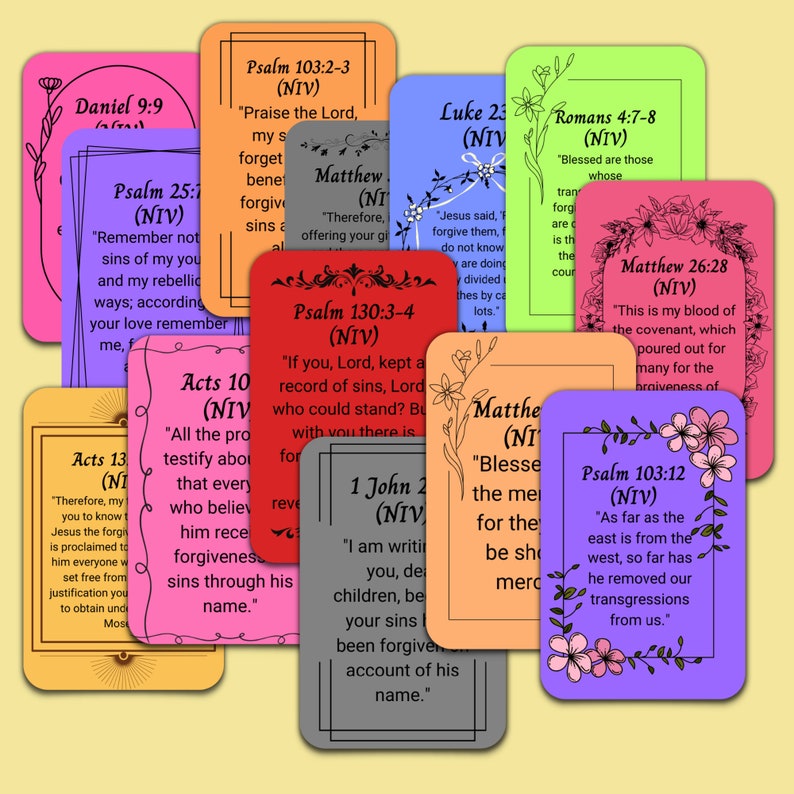 Printable Forgiveness Bible Verse Cards, Bible Study Tools, Memory ...