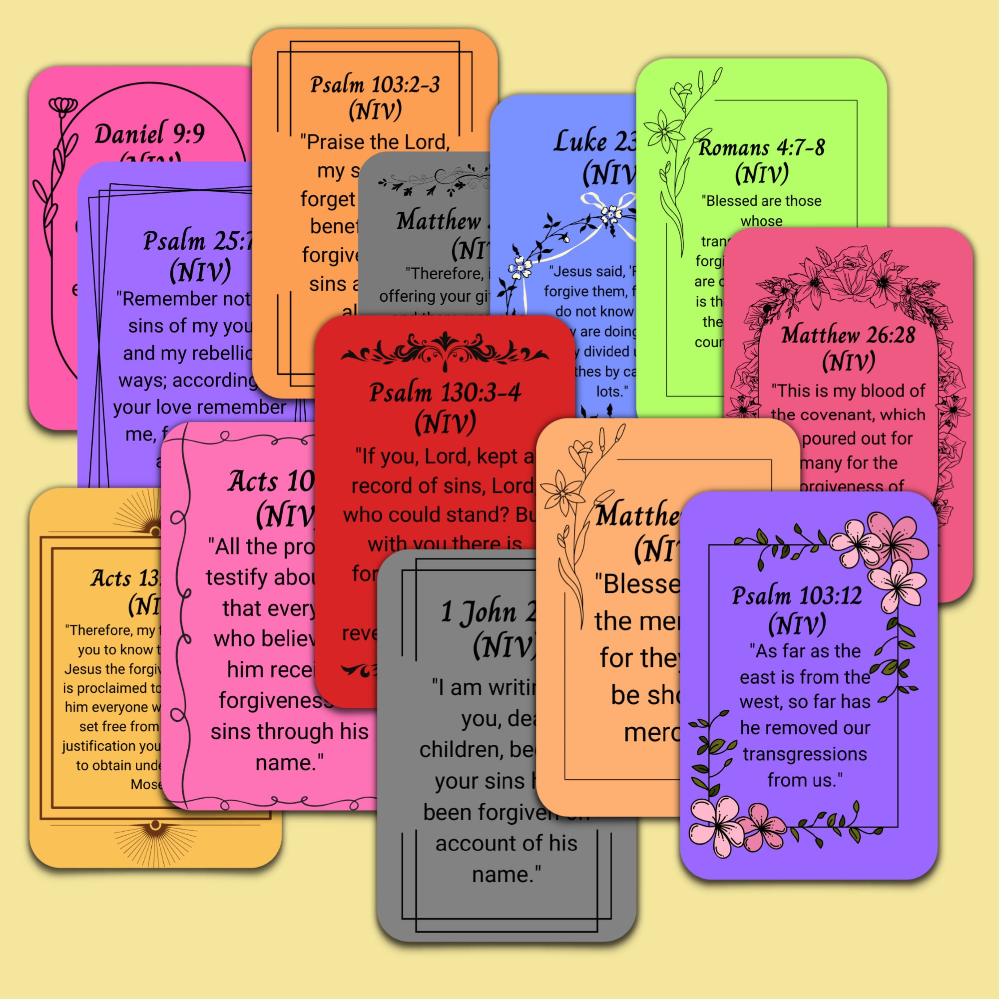 Printable Forgiveness Bible Verse Cards, Bible Study Tools, Memory ...