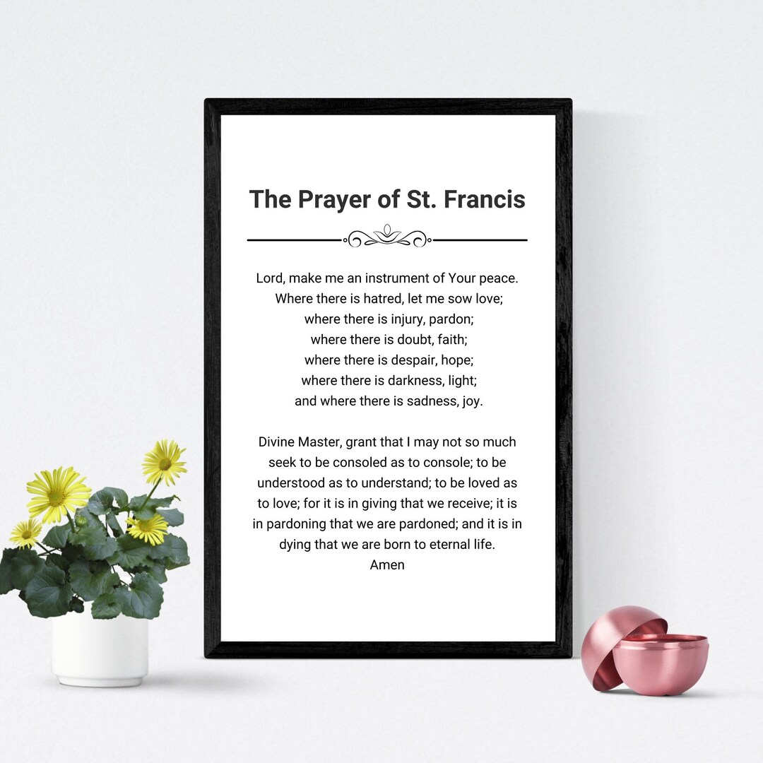 The Prayer of St. Francis Wall Art Printable, Christian Minimalist ...