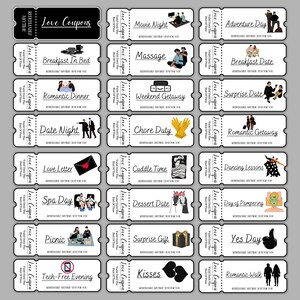 100 Printable Love Coupons for Him and Her, Couple Coupons, Valentines ...