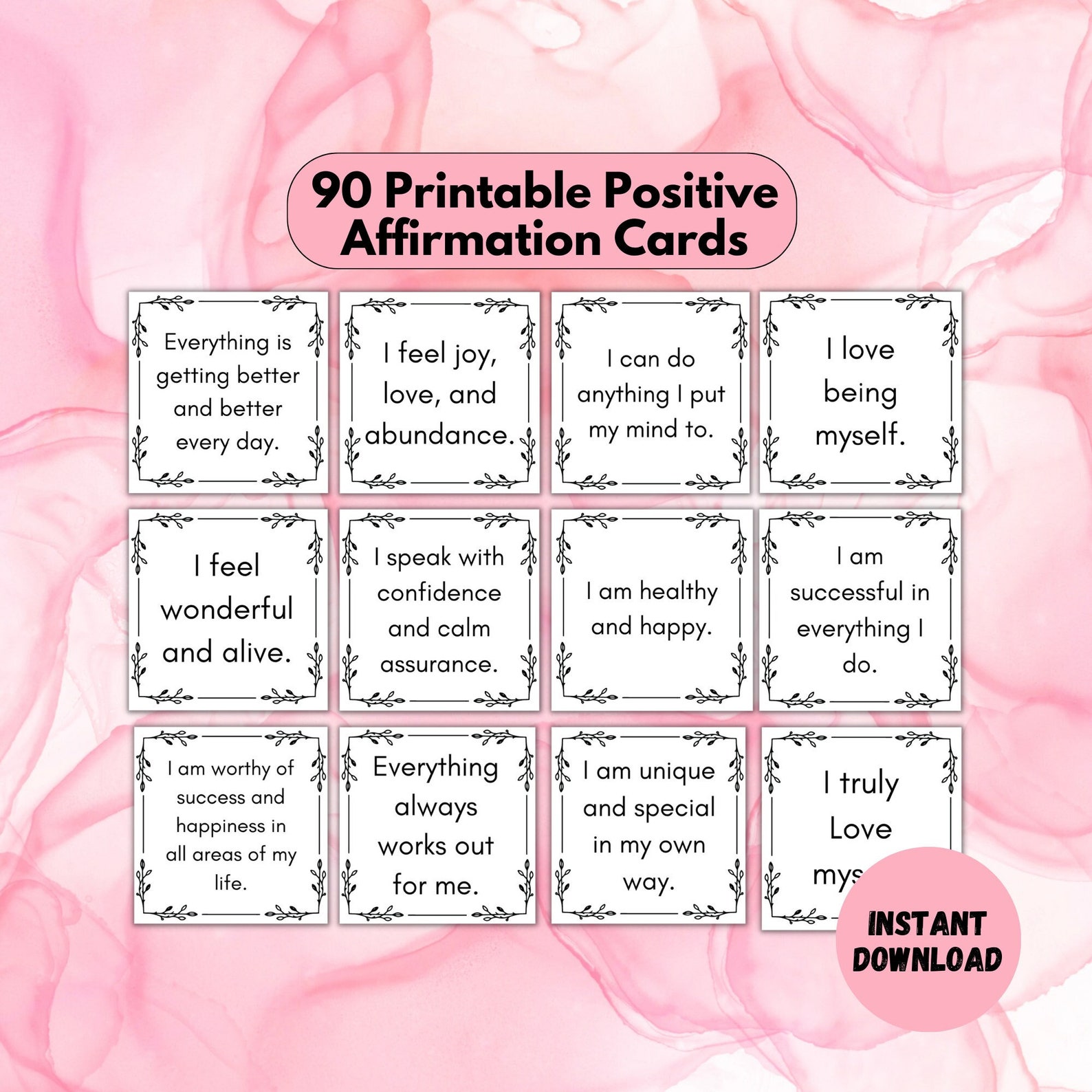 90 Printable Positive Affirmation Cards, Financial Abundance & Wealth ...