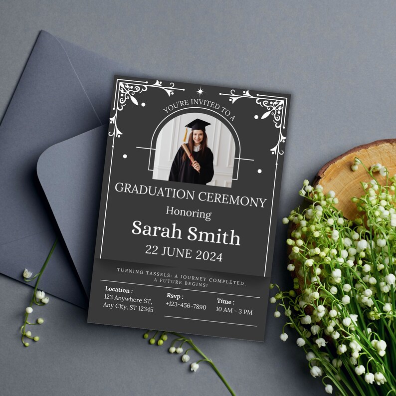 Editable Graduation Ceremony Invitation Canva Template, Grad Party ...