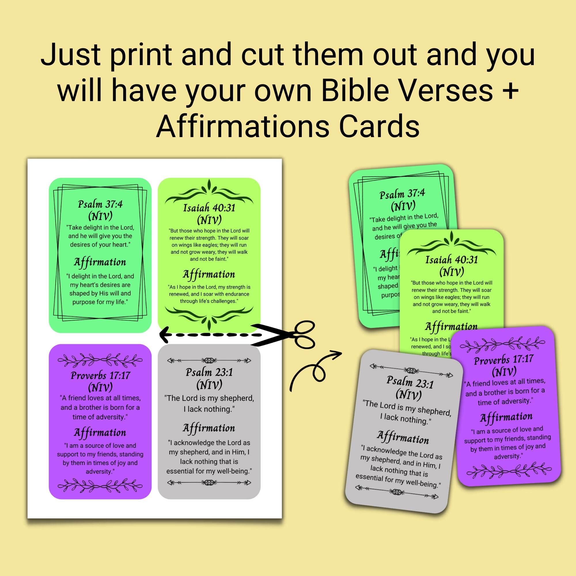 Printable Biblical Affirmation Cards, Bible Verse Cards Study Tools ...
