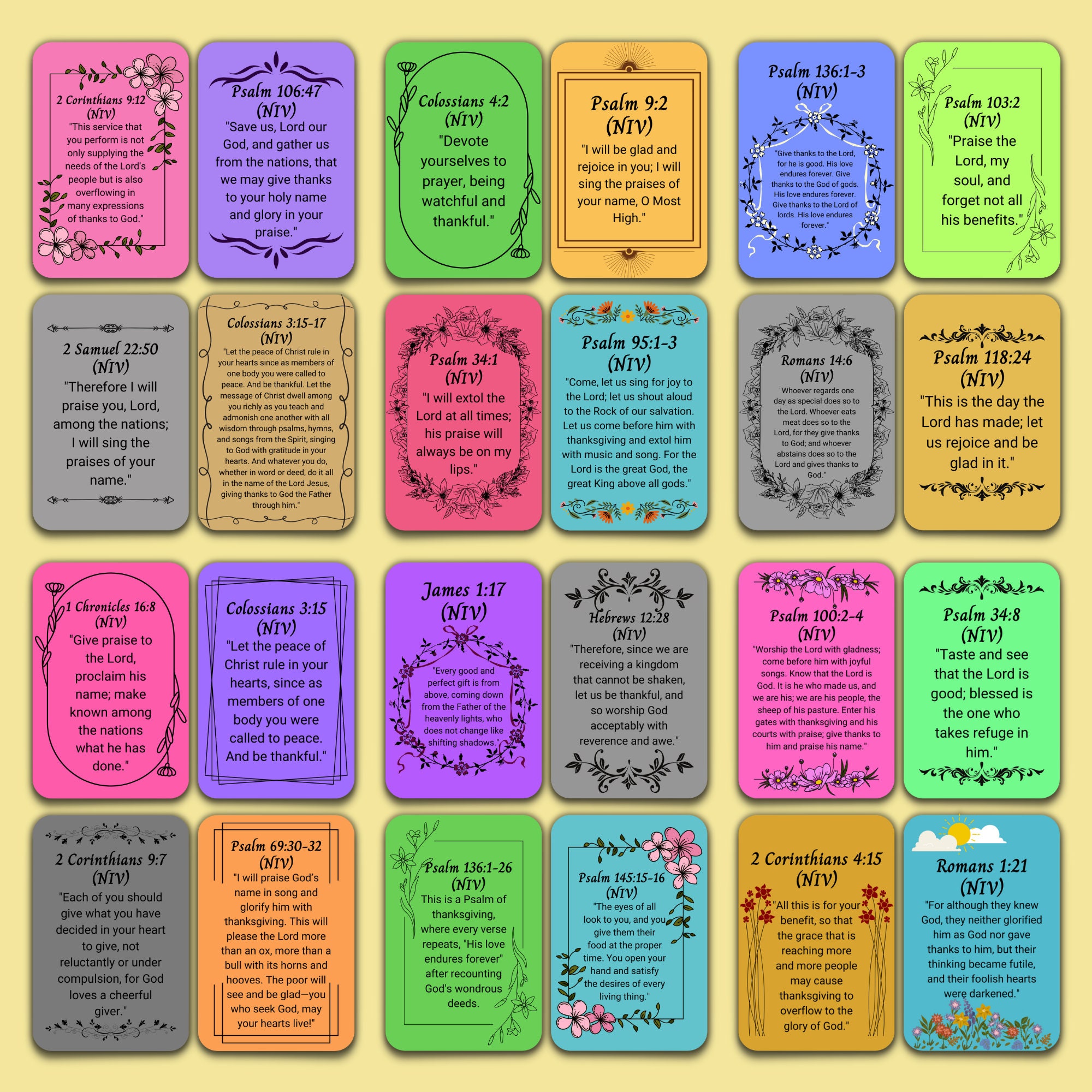 Printable Thanksgiving Bible Verse Cards, Bible Study Tools, Memory ...