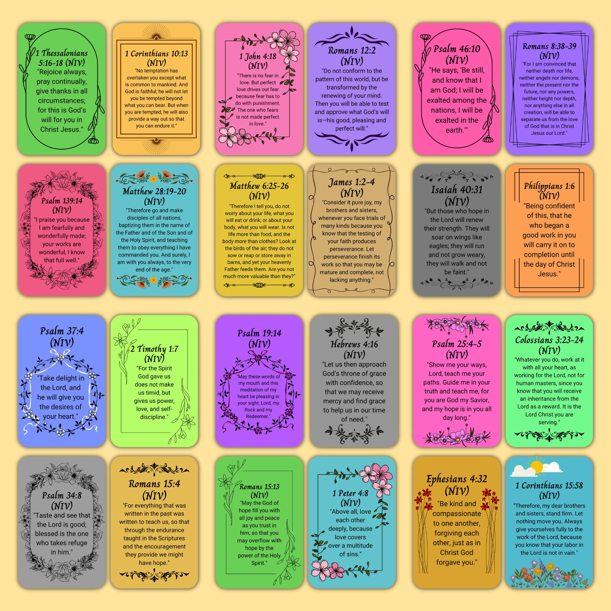 50 Printable Bible Verse Cards for New Believers, Bible Study Tools ...