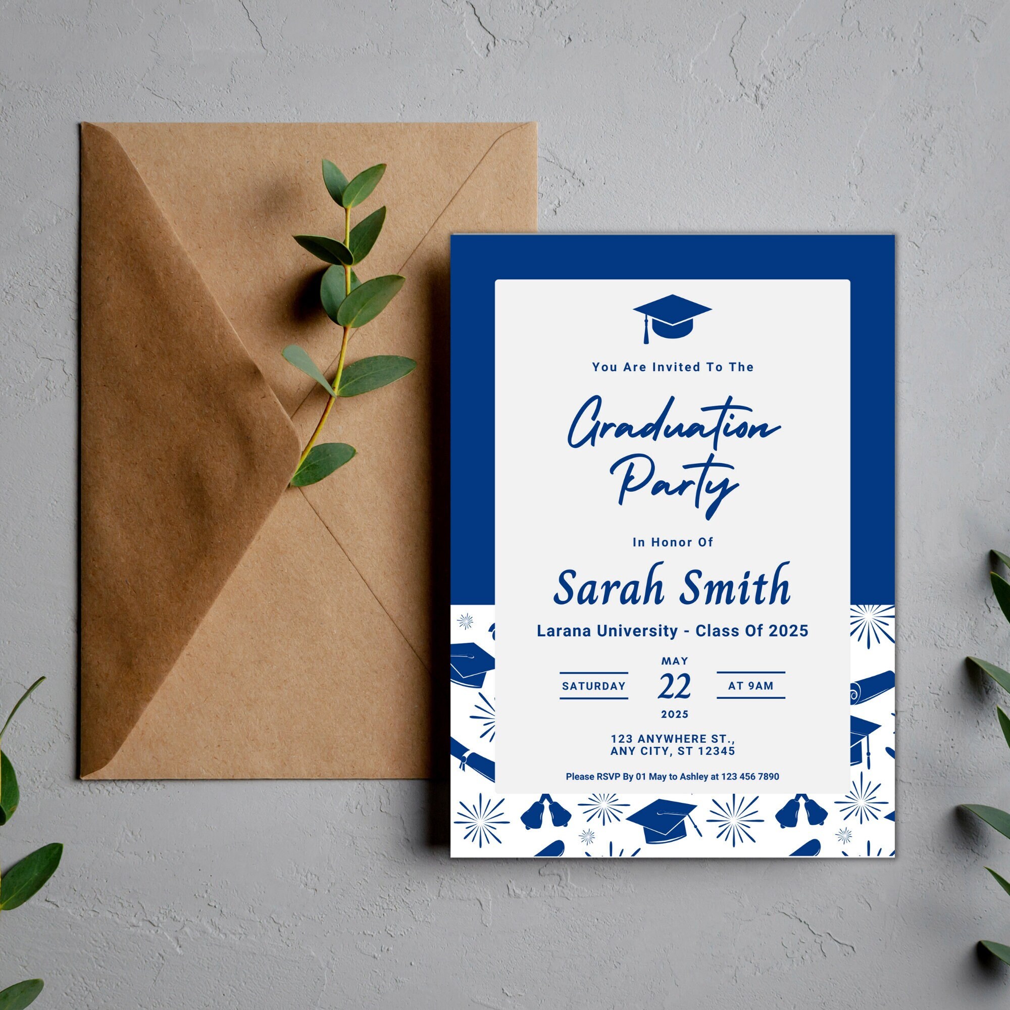 Editable Graduation Party Invitation Canva Template, Grad Party Invite ...