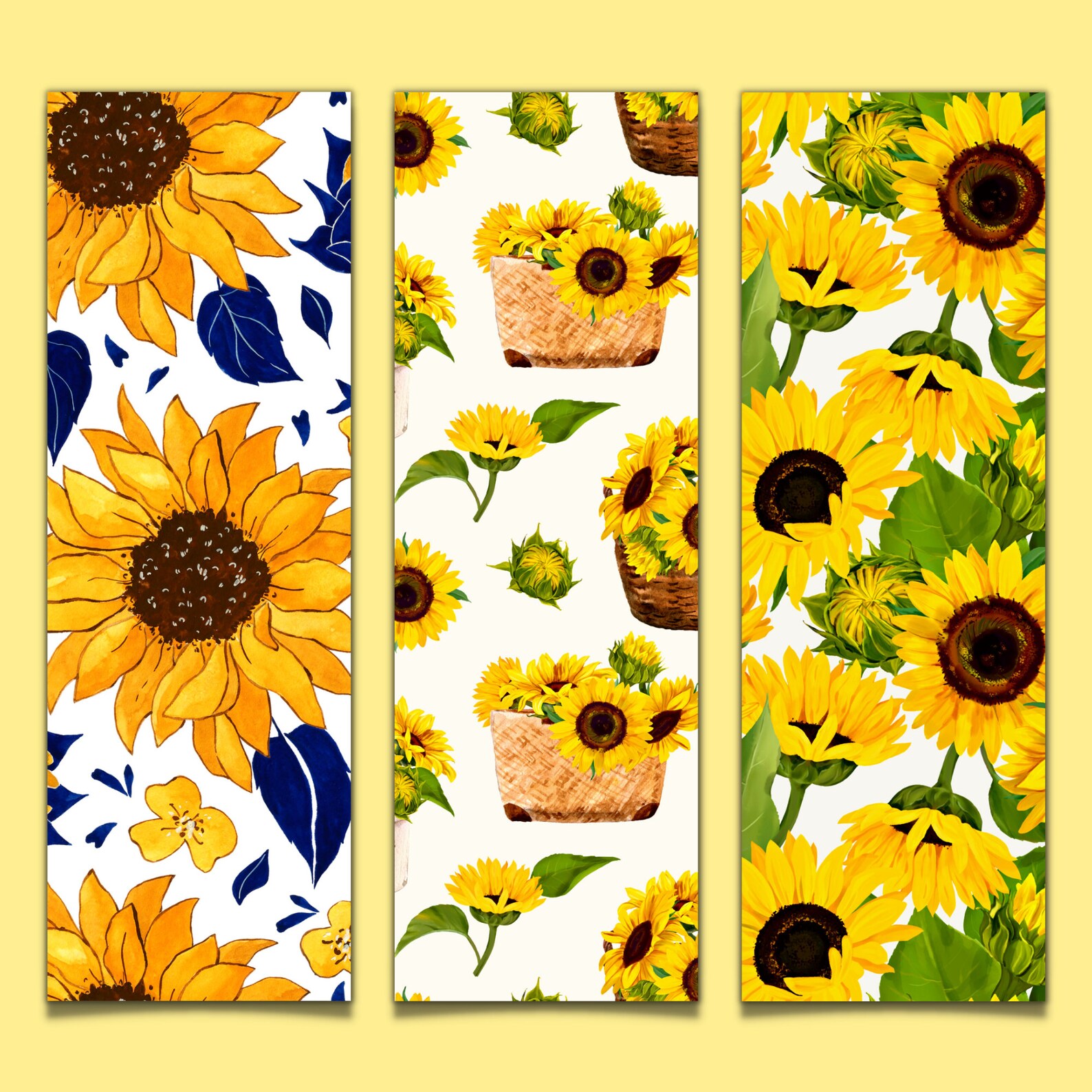 Printable Sunflower Bookmarks, Floral Bookish Bookmarks, Gift for Book ...