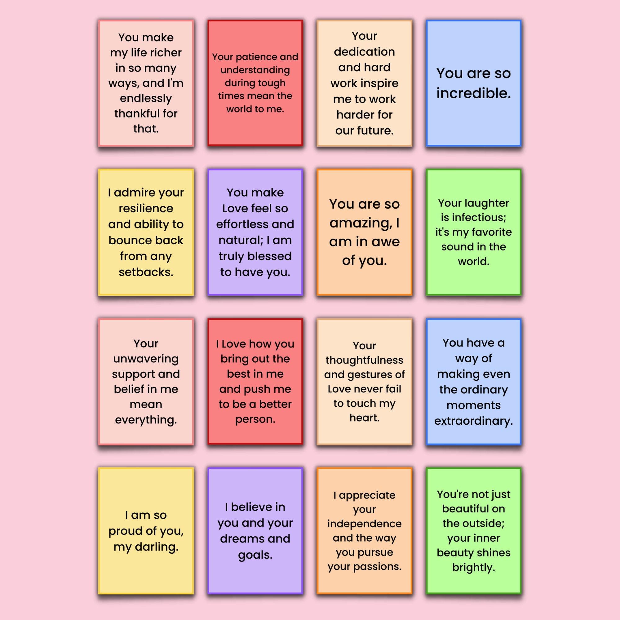 50 Words of Affirmation Cards for Her: Love Coupon Valentines Gift ...
