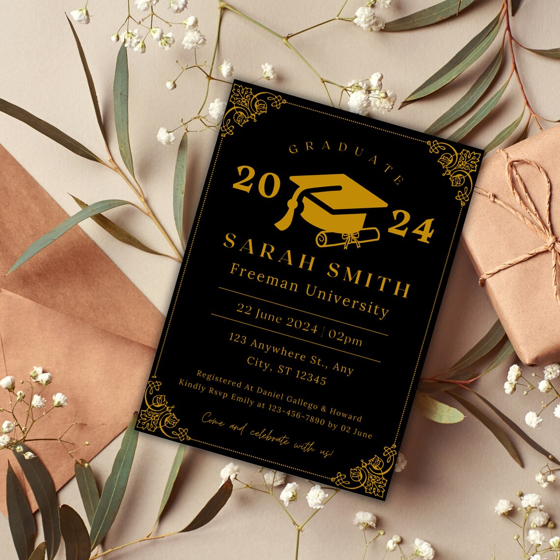 Editable Graduation Party Invitation Canva Template, Grad Party Invite ...