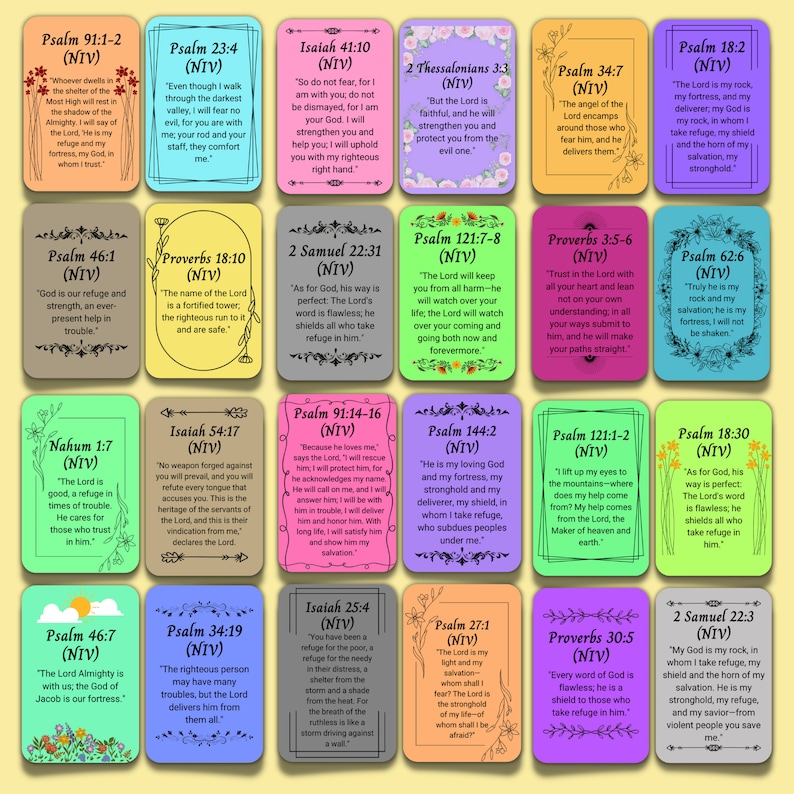 Printable Protection Bible Verse Cards, Bible Study Tools, Memory Verse ...
