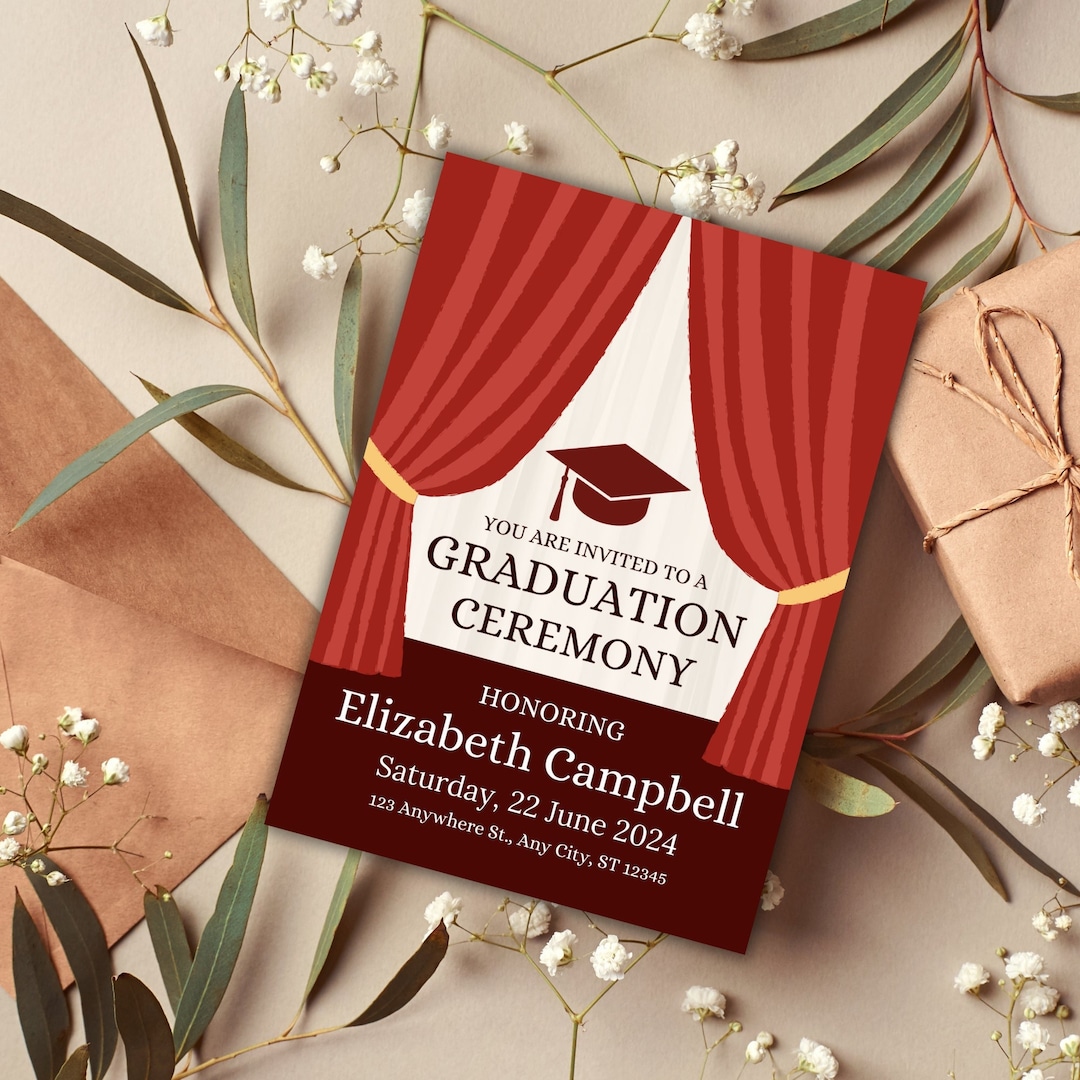 Editable Graduation Ceremony Invitation Canva Template, Grad Party ...