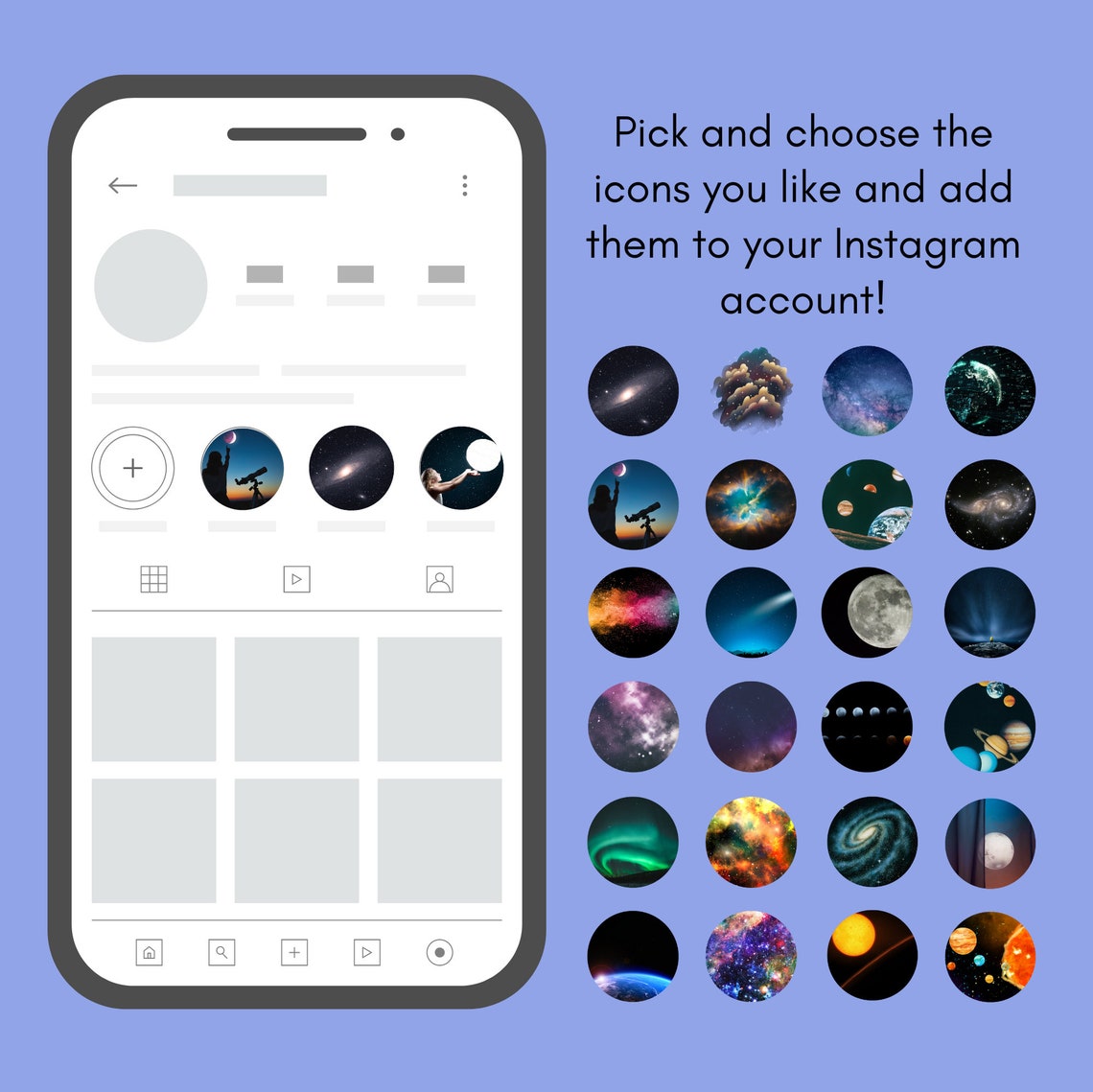 50 Celestial Instagram Highlight Covers, Astronomy IG Icon, Aesthetic ...