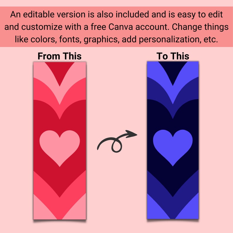 Printable Hearts Bookmark Set, Cute Bookish Bookmarks, Gift for Book ...